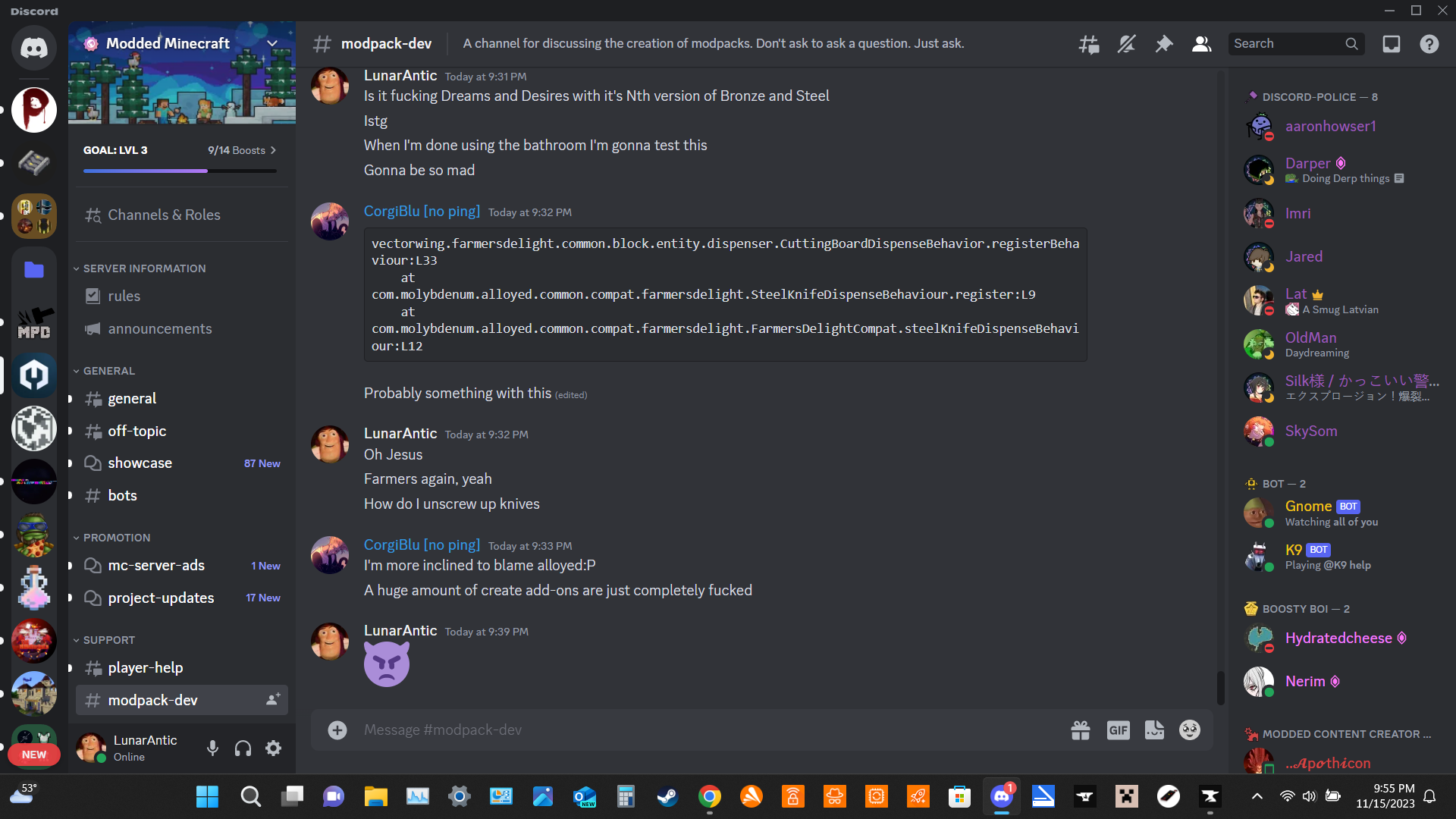 Farmers Delight crashes the whole modpack because of something fucky ...