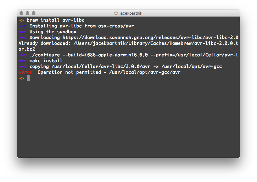 Operation not permitted - /usr/local/opt/avr-gcc/avr · Issue #1535 · qmk/qmk_firmware · GitHub