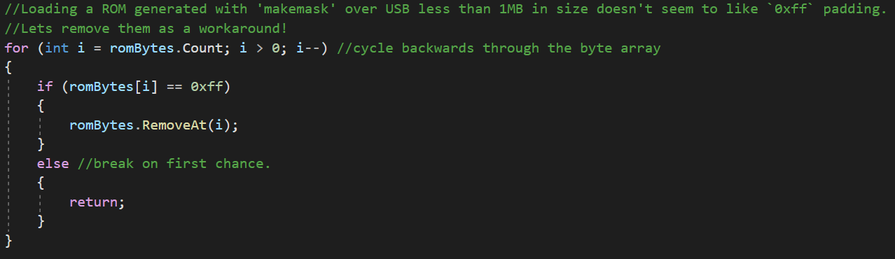 Cannot load any ROM via USB. Off-by-one error on 0xff padding check ...