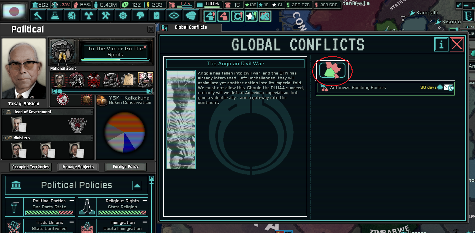 USA/JAP - The Angolan Civil War GFX map is not updated in global conflict despite the changes of ...