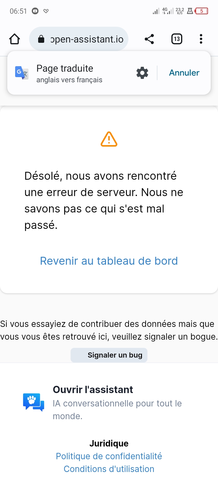 Pas accès à l'assistant le message d'erreur s'affiche · Issue #2917 · LAION-AI/Open-Assistant ...