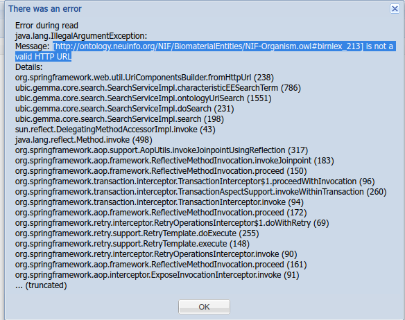Exception when invalid URLs are rendered to labels · Issue #690 · PavlidisLab/Gemma · GitHub