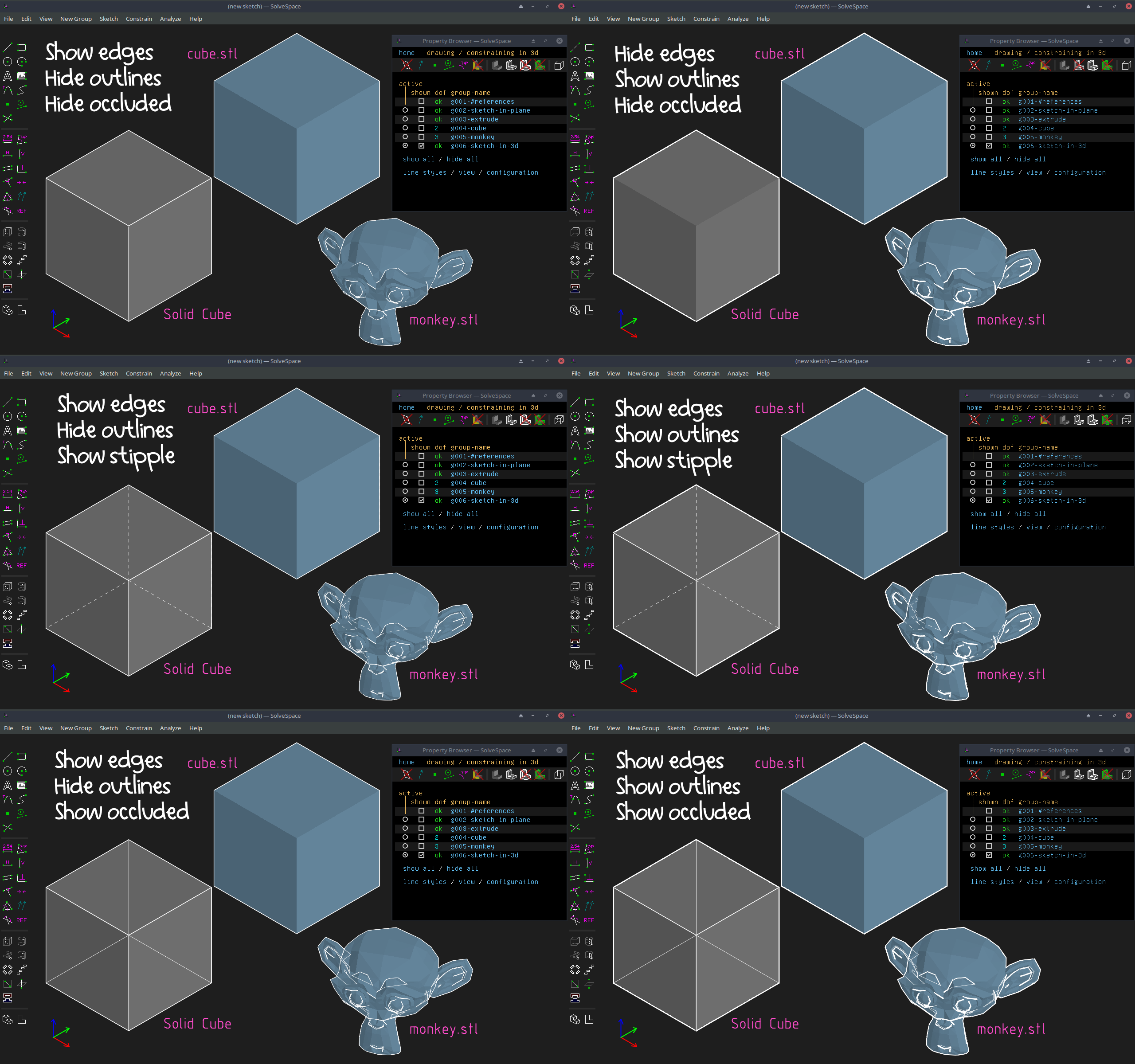 Linked STLs have no edges but have outlines with "Show edges of solid model". Here is why ...
