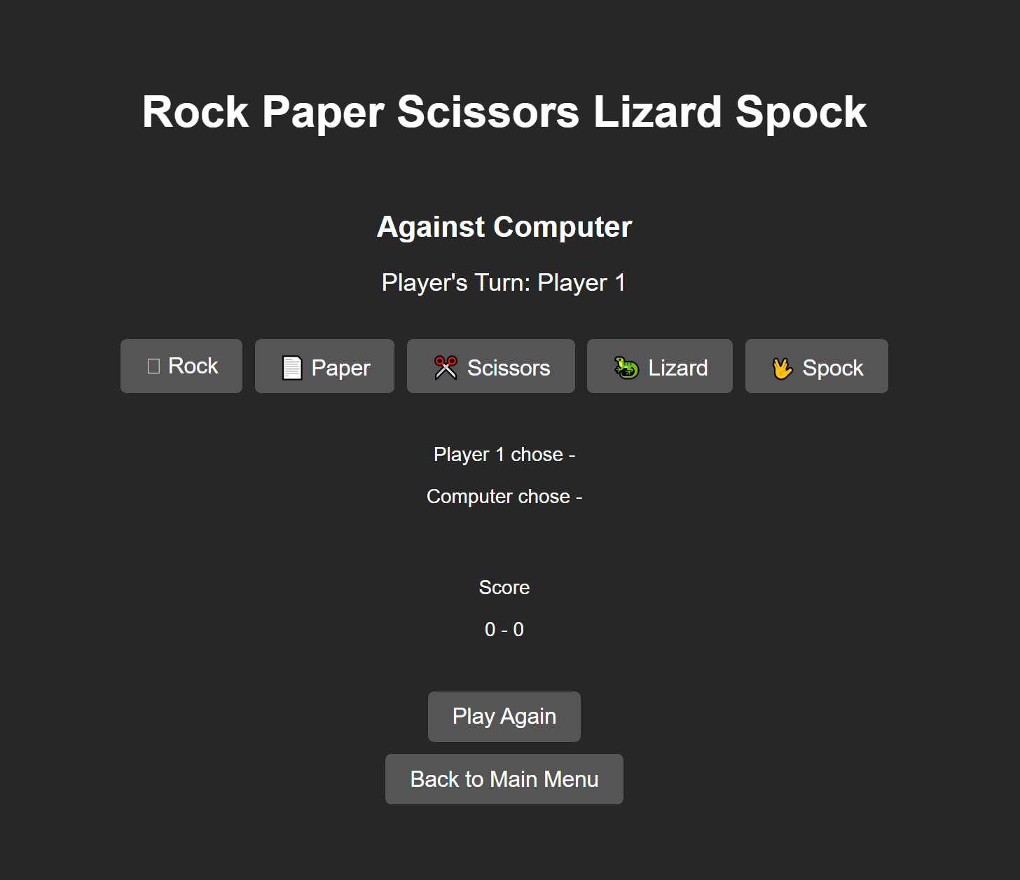 GitHub - lamputtha/RPSLS: Rock Paper Scissors Lizard Spock Game site