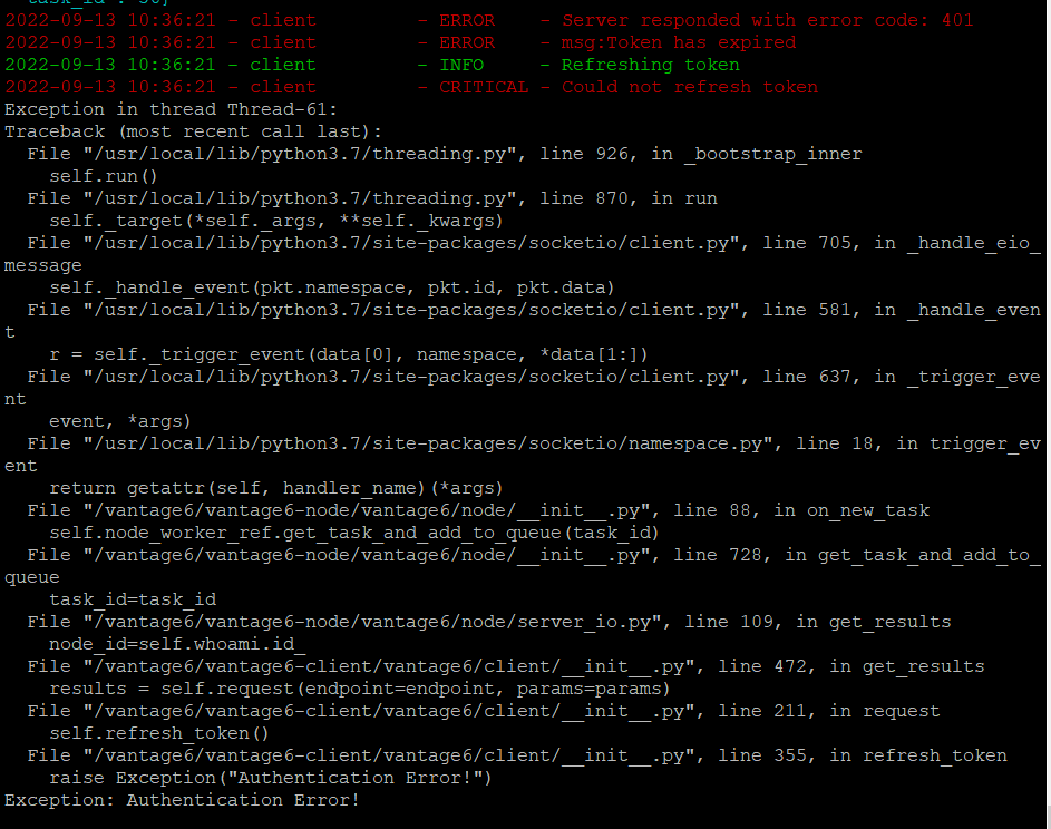 [Bug] `CRITICAL - Could not refresh token` · Issue #306 · vantage6/vantage6 · GitHub