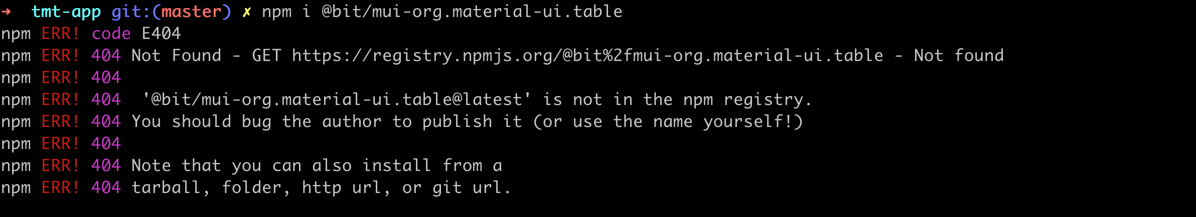 Throws 404 Could not found when try to install component · Issue #2438 · teambit/bit · GitHub