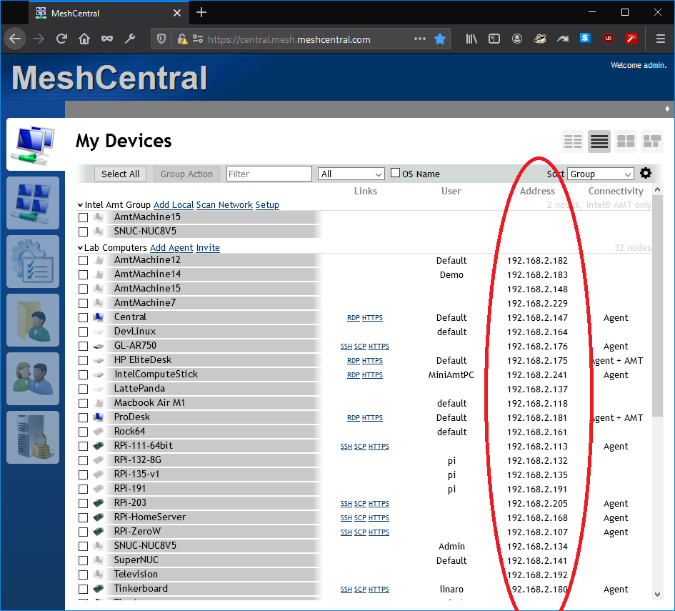 Add LAN address and OS in devices list view · Issue #2580 · Ylianst/MeshCentral · GitHub