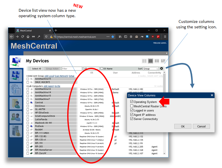 Add LAN address and OS in devices list view · Issue #2580 · Ylianst/MeshCentral · GitHub
