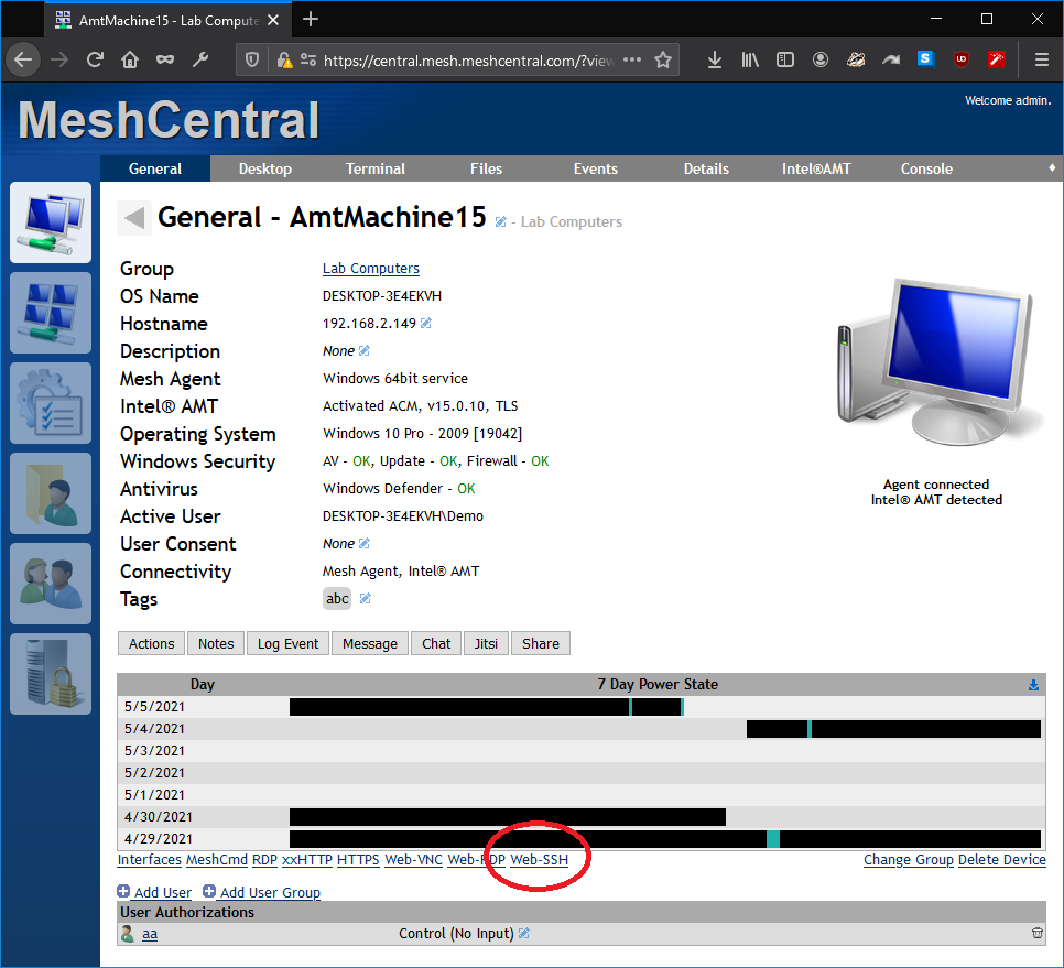 Question: Web-SSH how to · Issue #2589 · Ylianst/MeshCentral · GitHub