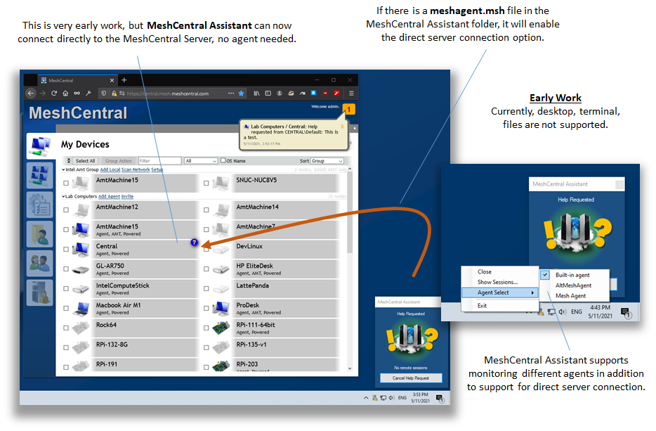 Feedback on MeshCentral Assistant direct server connection · Issue #2624 · Ylianst/MeshCentral ...