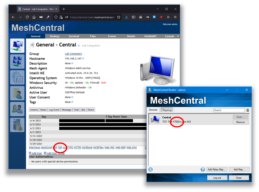 Question: Possible to Set Local Port With Custom MeshCentral Router Links? · Issue #2617 ...