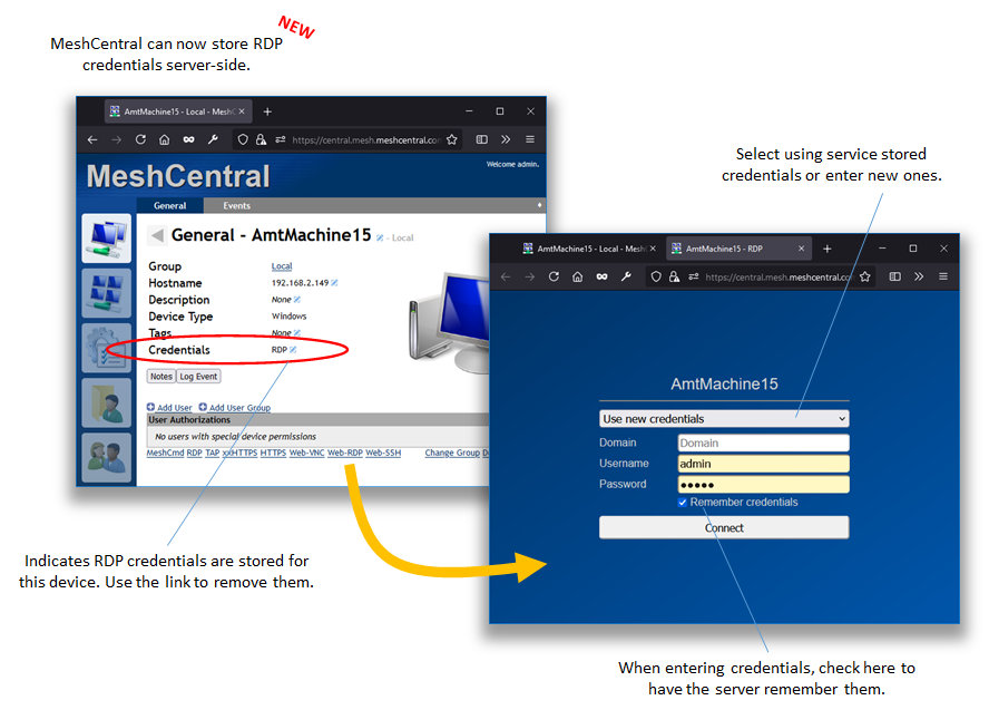 Save credentials for web-rdp in local groups for all autorized users · Issue #2809 · Ylianst ...