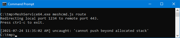 Meshagent : uncaught "cannot push beyond allocated stack" · Issue #2930 · Ylianst/MeshCentral ...