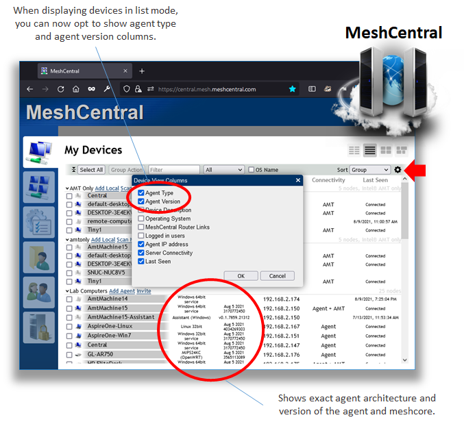 Add Agent version to Device View Columns · Issue #3010 · Ylianst/MeshCentral · GitHub