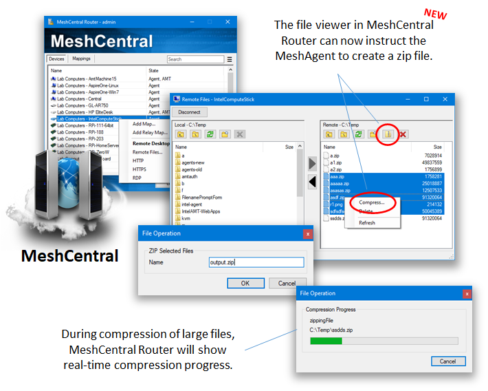 Create a Zip File from Mesh Router · Issue #2991 · Ylianst/MeshCentral · GitHub
