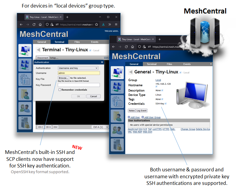 Feature request: Add SSH key authentication with web-ssh and linux terminal. · Issue #2567 ...