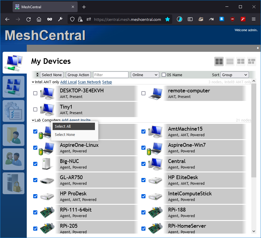 Select all for a group · Issue #3079 · Ylianst/MeshCentral · GitHub