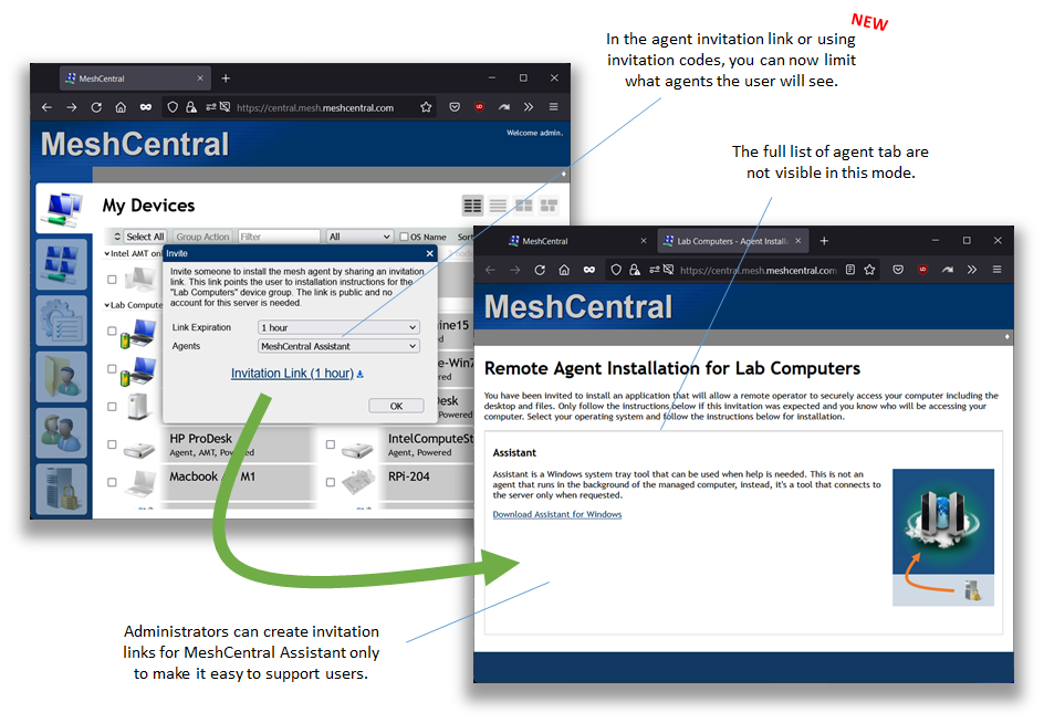 Feature Request: Meshcentral Assistant specific invites · Issue #3694 ...