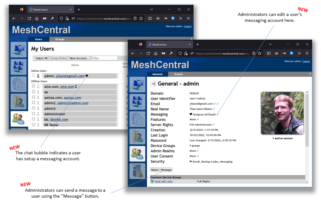 Add notification in Telegram · Issue #4650 · Ylianst/MeshCentral · GitHub