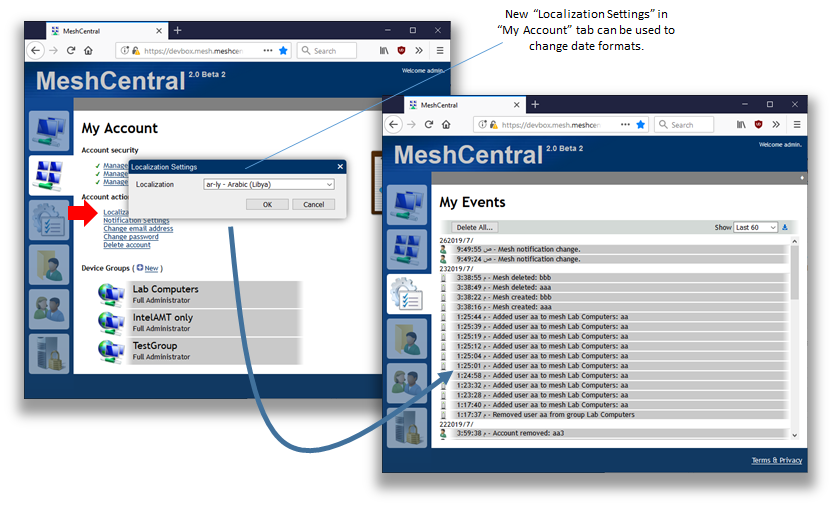 Feature request: Make date/time format configurable. · Issue #285 · Ylianst/MeshCentral · GitHub