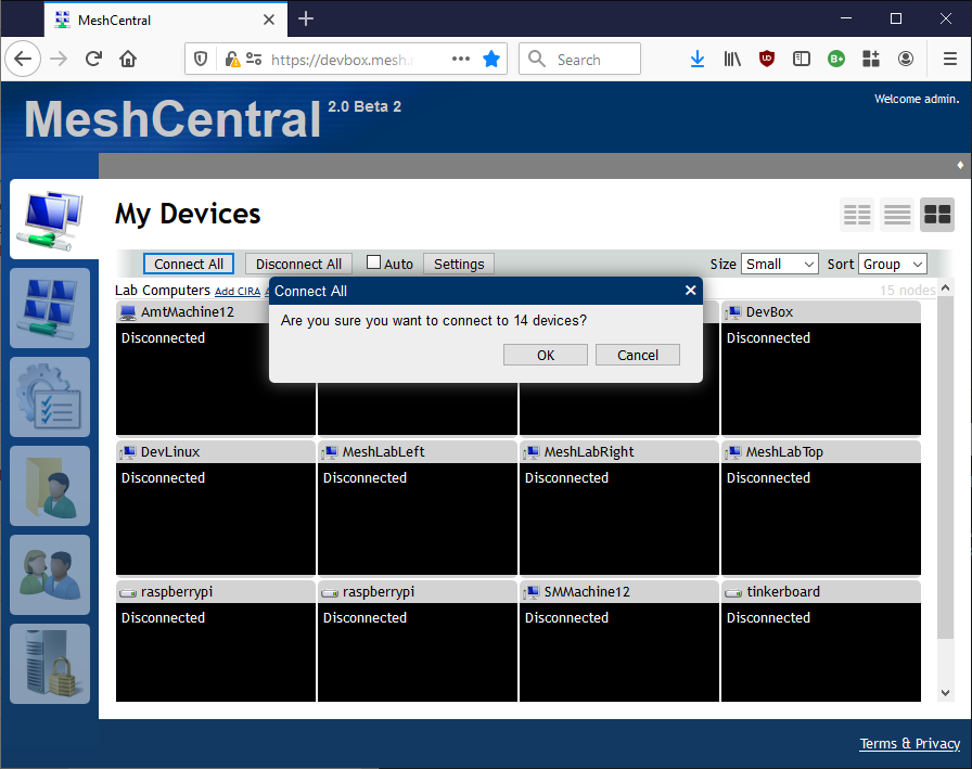 Missing "Connect All" button in multi-desktop view · Issue #577 · Ylianst/MeshCentral · GitHub