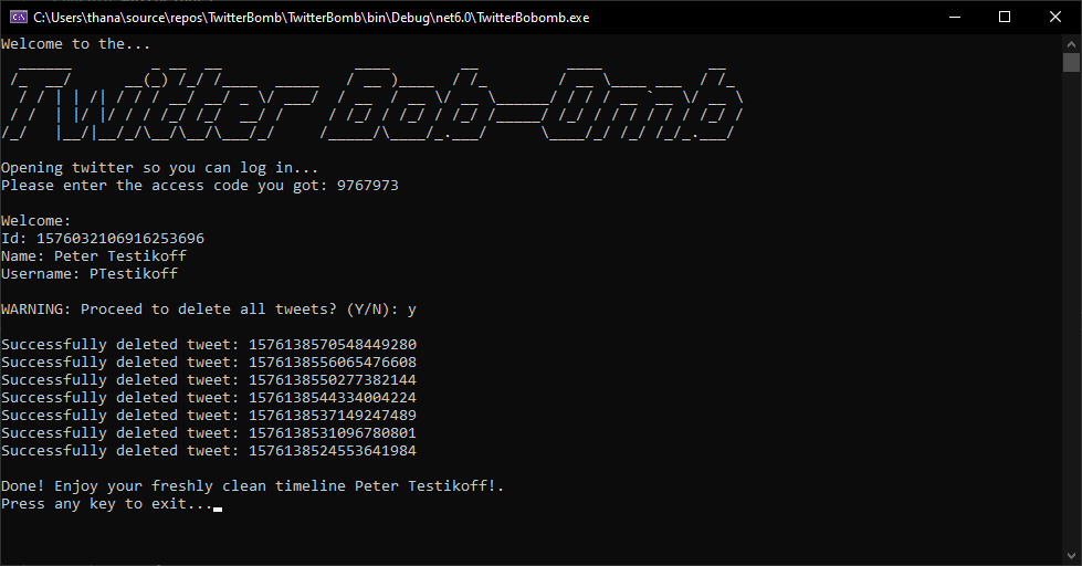 GitHub - thanasip/TwitterBob-Omb: This app does one thing: Delete all your tweets.