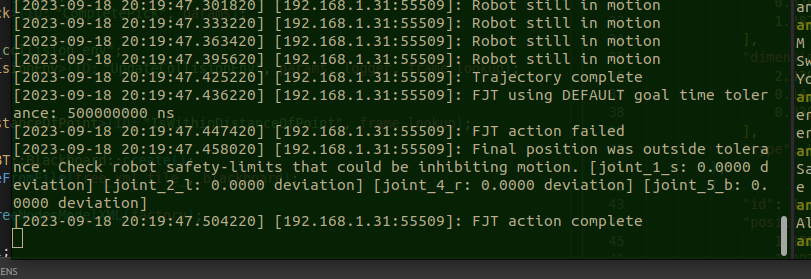 Trajectory doesn't Complete with Speed Limit set on Robot FSU · Issue #155 · Yaskawa-Global ...