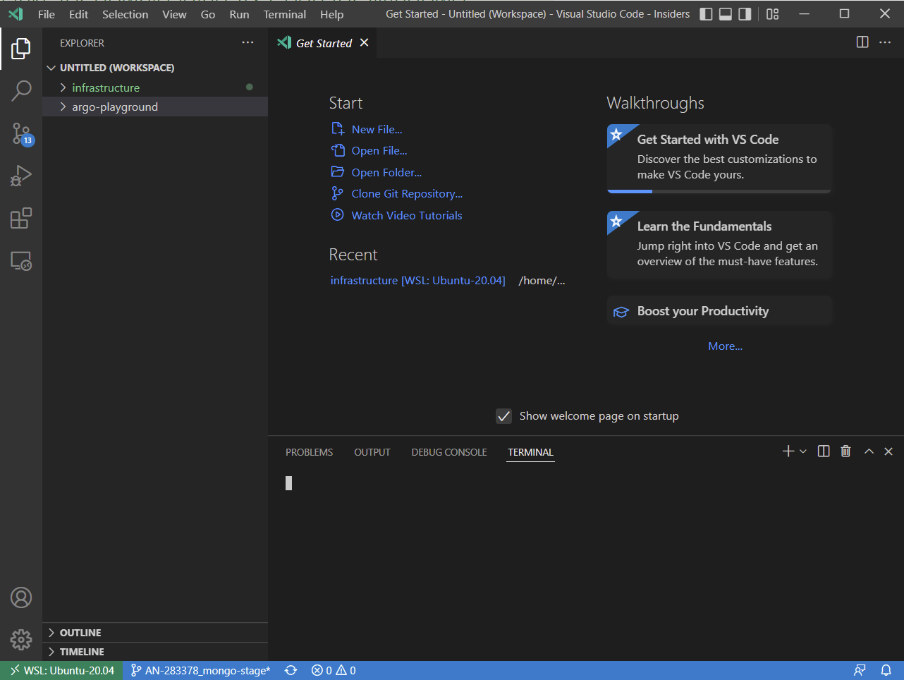 Terminal does not load when multiple folders open in the workspace ...