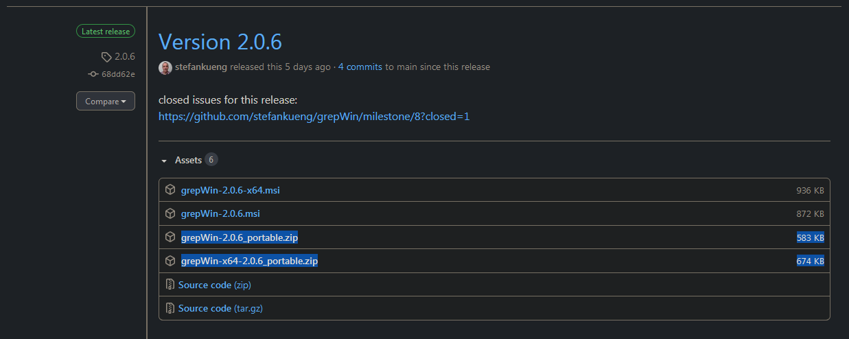 Where did the portability of the portable versions go? · Issue #221 · stefankueng/grepWin · GitHub