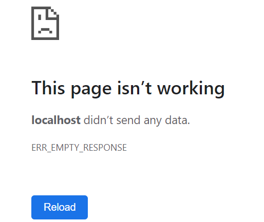 Post docker compose and starting the microservice , service url comes back ERR_EMPTY_RESPONSE ...