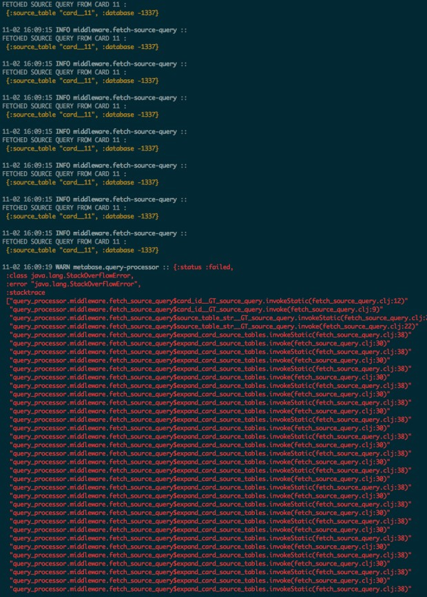 Stack overflow · Issue #6319 · metabase/metabase · GitHub