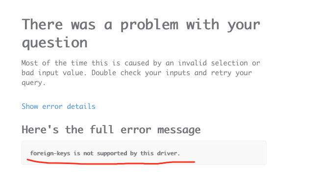 [CrateDB driver] foreign keys is not supported · Issue #6699 · metabase/metabase · GitHub