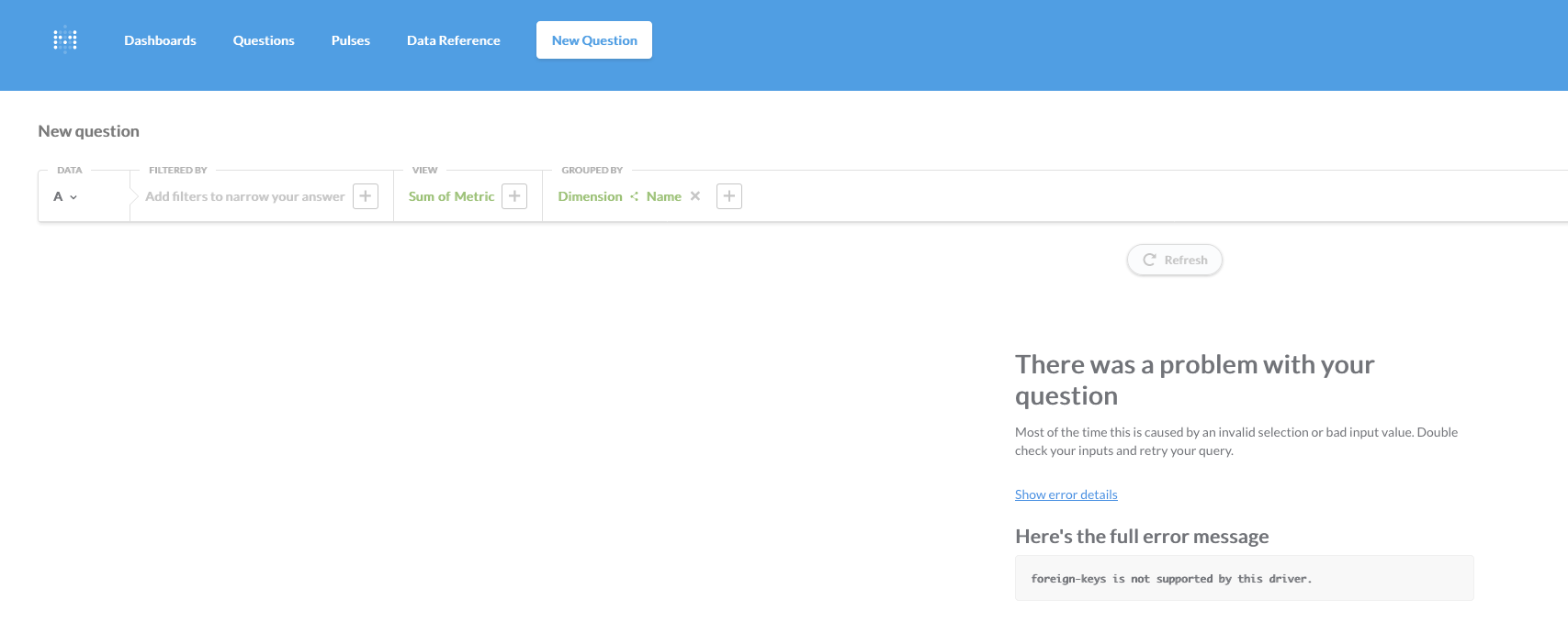 [CrateDB driver] foreign keys is not supported · Issue #6699 · metabase/metabase · GitHub