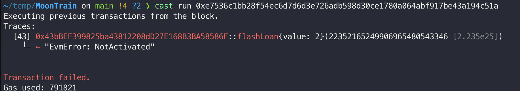 `forge Test` Funtion Call Throws `evmerror Notactivated` Error