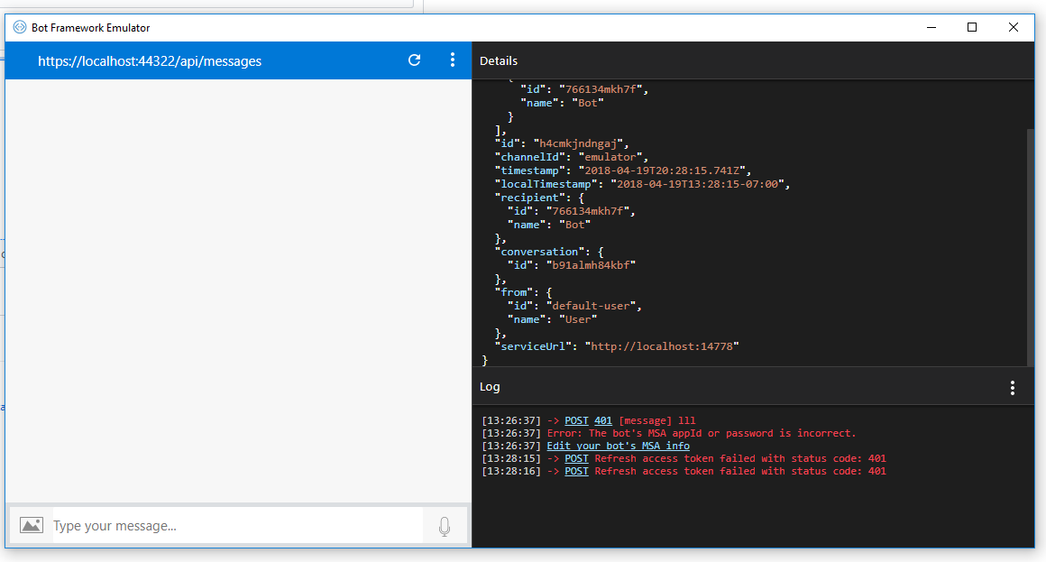 Refresh Access Token Failed With Status Code 401 · Issue 432 · Microsoft Botframework Emulator