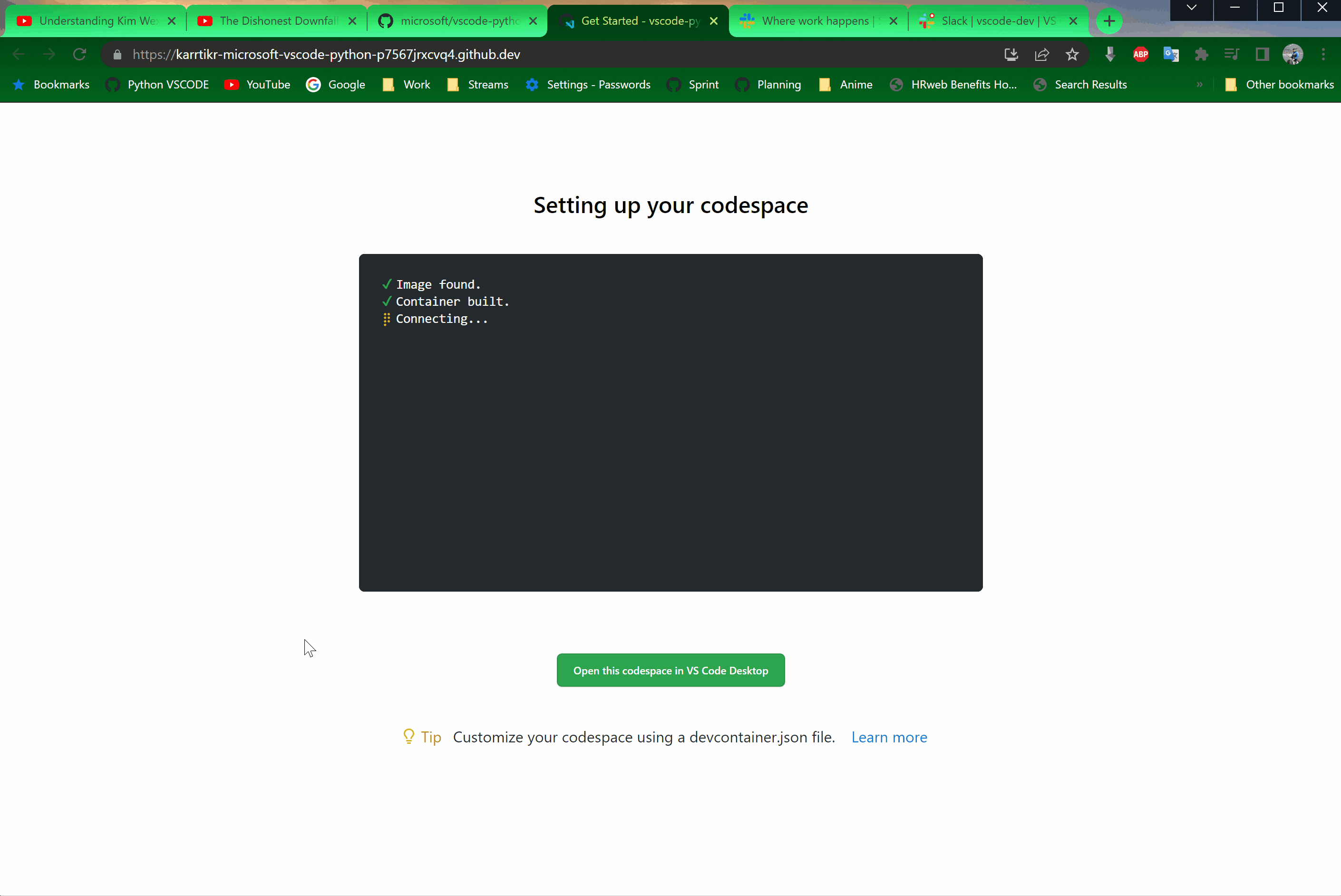 Install Pylance Prompt Shows Up When Starting Codespaces Issue 19496