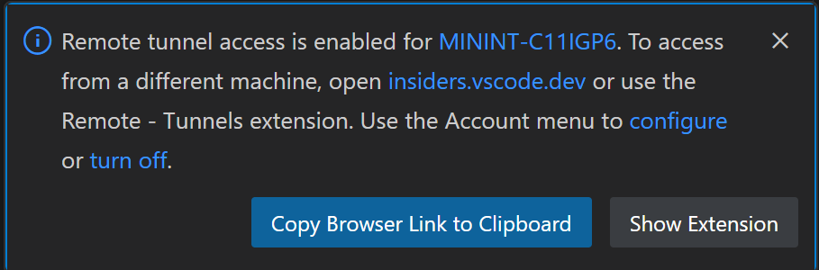 Prompt After Turning On Remote Tunnel Access Does Not Display Link Properly · Issue 7894 6573