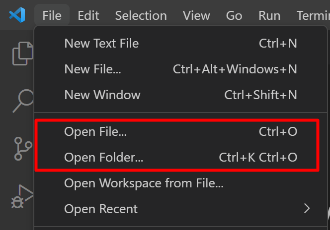 Consider consolidating `Open folder...` and `Open file...` into one ...
