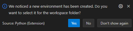 Unnecessary info notification shown after selecting venv · Issue #21885 · microsoft/vscode ...