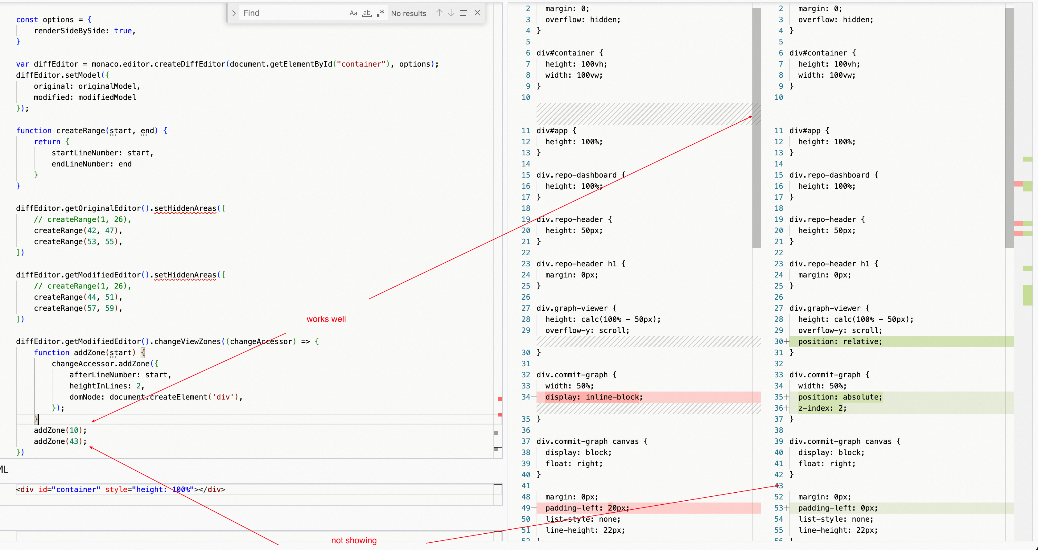[Bug] view zones fail to show at empty lines with hidden areas downside · Issue #3608 ...