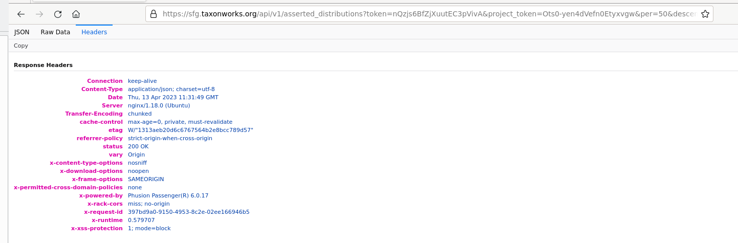 [Bug]: asserted_distributions API endpoint not returning pagination information in headers ...