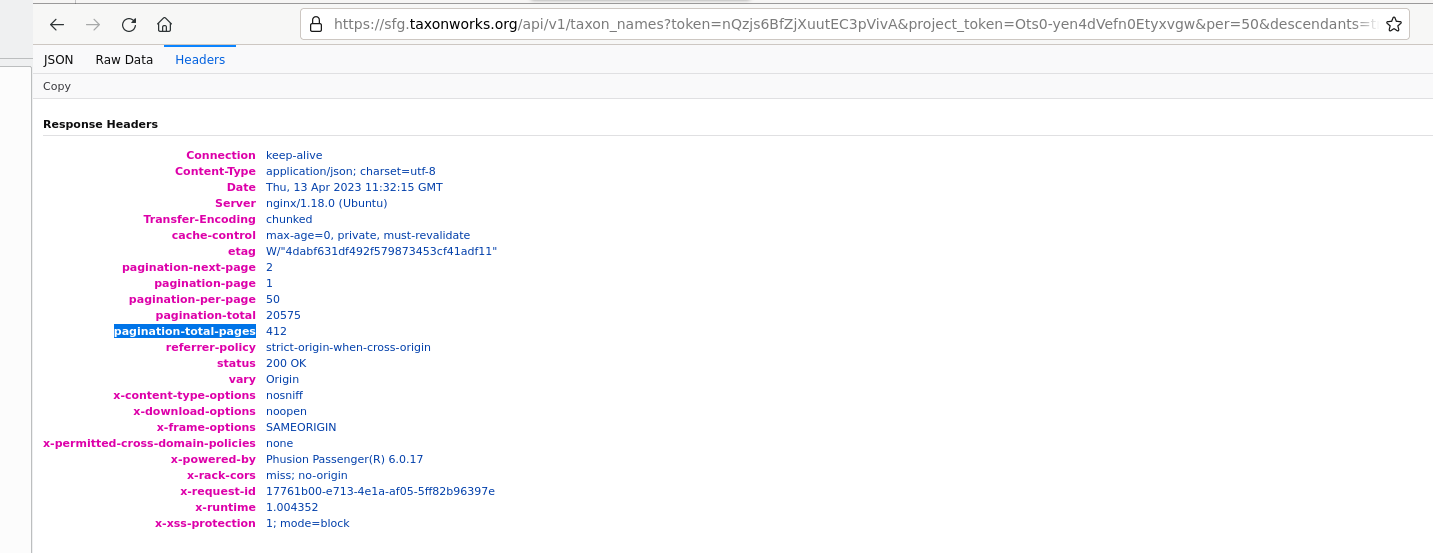 [Bug]: asserted_distributions API endpoint not returning pagination information in headers ...