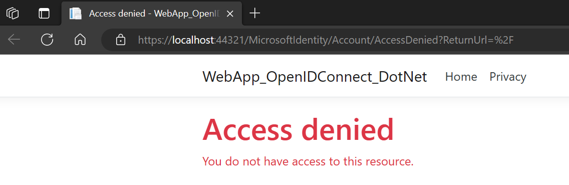 AccessDenied page returns 404 when using MapControllerRoute · Issue #2111 · AzureAD/microsoft ...