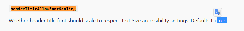doc error headerTitleAllowFontScaling defaultValue is false · Issue #5995 · react-navigation ...