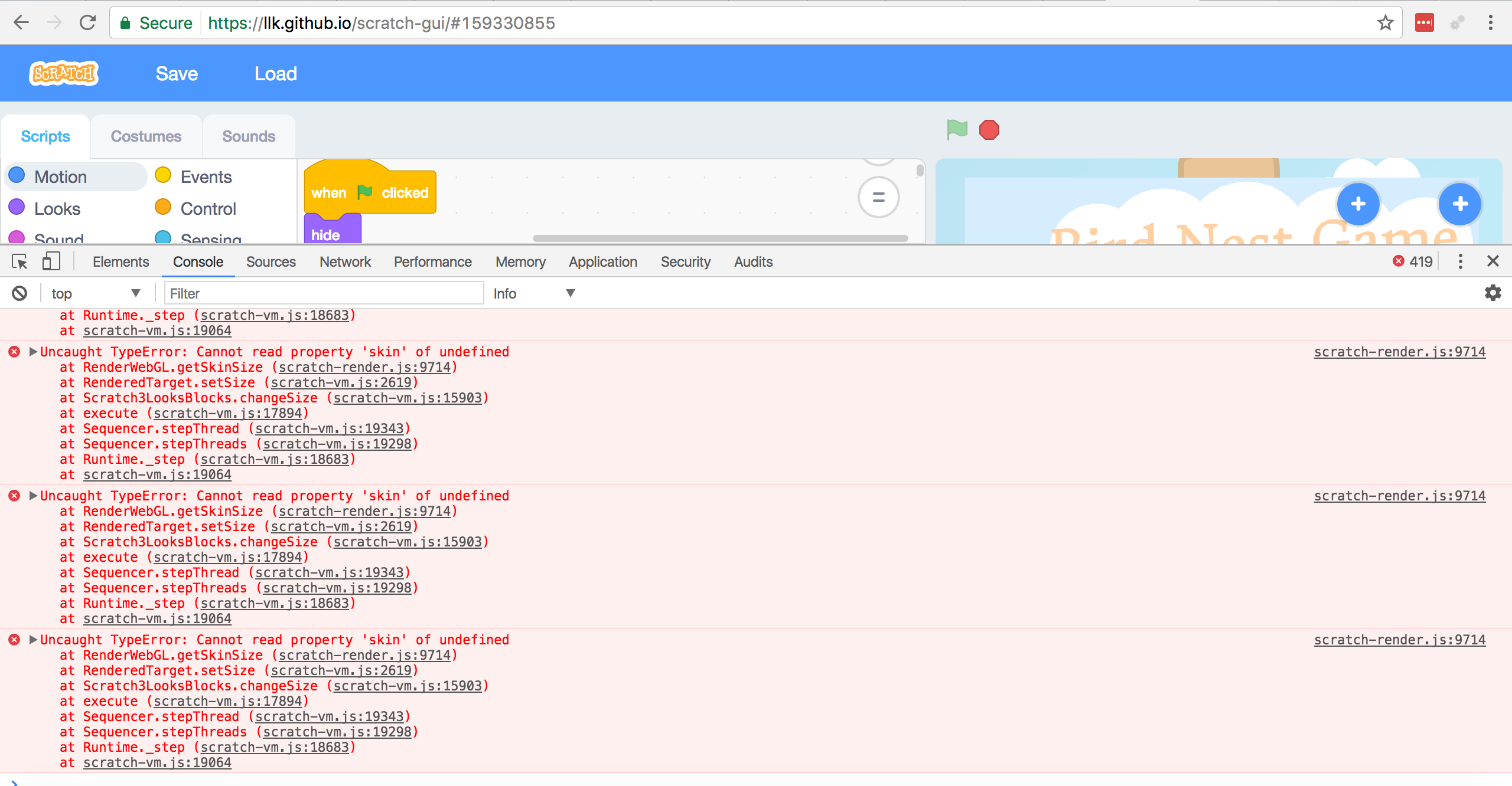TypeError - Cannot read property 'skin' of undefined · Issue #123 · scratchfoundation/scratch ...