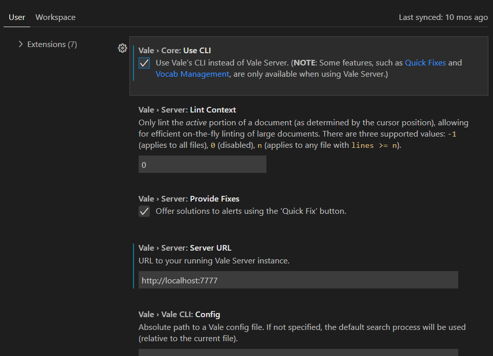 Works in CLI mode but no linting with server mode · Issue #65 · errata-ai/vale-vscode · GitHub