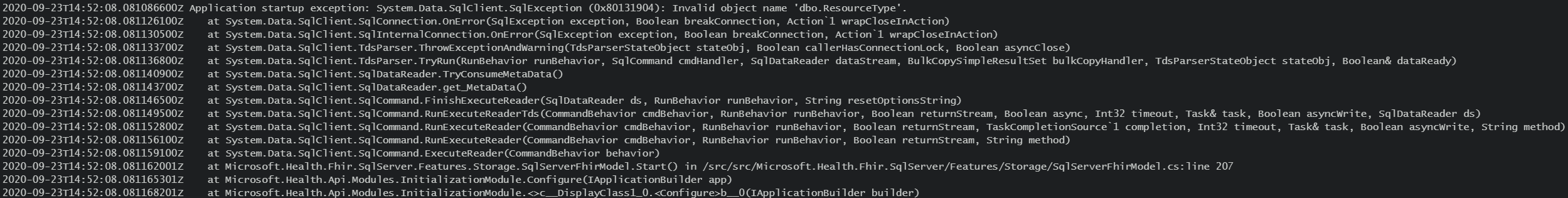 DB schema is not creating automatically · Issue #1297 · microsoft/fhir-server · GitHub