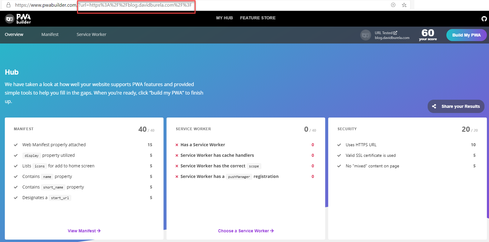 Manifest is declared but cannot be reached pwabuilder.com · Issue #751 · pwa-builder/PWABuilder ...