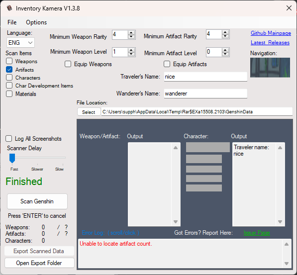 artifacts scan issue · Issue #448 · Andrewthe13th/Inventory_Kamera · GitHub