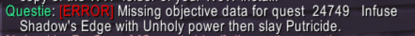 Missing objective data for quest 24749 · Issue #5189 · Questie/Questie · GitHub